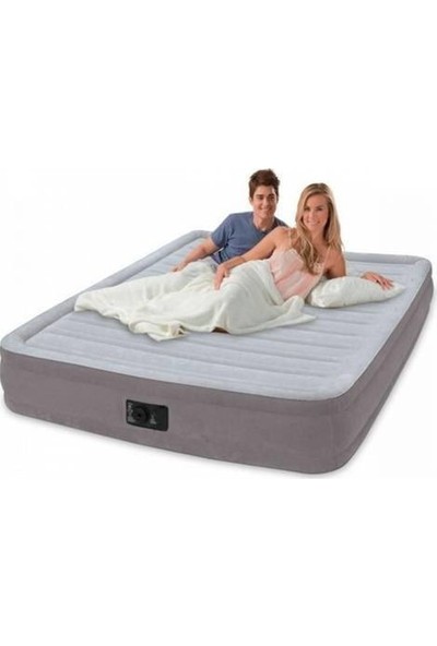 Green Intex 67770 Şişme Yatak Kendinden Elektrikli Pompalı Kadife Kaplı 152X203X33 cm