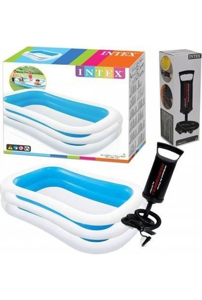 Green Intex 56483 Şeffaf Şişme Havuz Büyük Aile Havuzu 262X175X56CM + Pompa