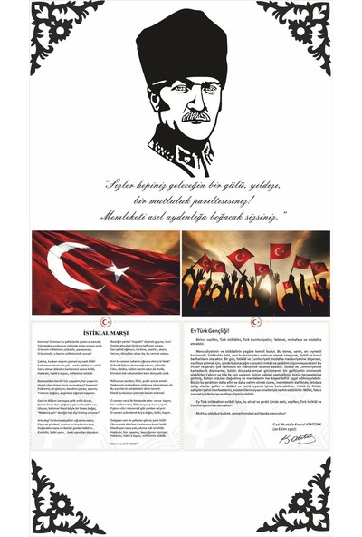 Lazer Kesim 3mm Mdf Özel Tasarım Atatürk Köşesi - Panosu