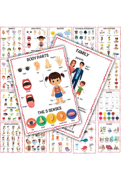 Popseker Eğitici 20 Konu 350 + Kelime Ingilizce Türkçe Ilk Kelimelerim Görsel Hafıza Poster Seti 24 x 33 cm 20'li Popseker Eğitici 20 Konu 350 + Kelime Ingilizce Türkçe Ilk Kelimelerim Görsel Hafıza Poster Seti 24 x 33 cm 20'li