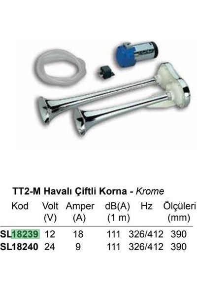 Marco Tt2-M Havalı Çiftli Korna - Krom 24 V