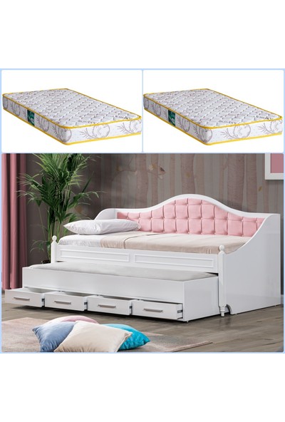 Setay Yavrulu Yatak, Eymen Yavrulu Karyola - Pembe + 2 Adet Comfort Yatak Setay Yavrulu Yatak, Eymen Yavrulu Karyola - Pembe + 2 Adet Comfort Yatak