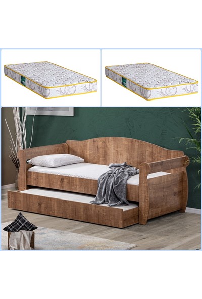 Setay Yavrulu Yatak, Taht Yavrulu Karyola - Ceviz + 2 Adet Comfort Yatak Setay Yavrulu Yatak, Taht Yavrulu Karyola - Ceviz + 2 Adet Comfort Yatak
