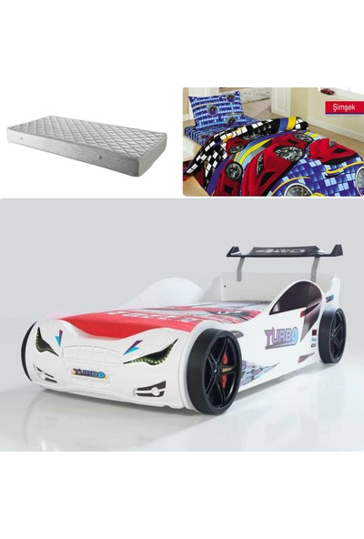 Setay Süpers Rüzgarlıklı Arabalı Yatak, Beyaz + 1 Adet Comfort Yatak, Nevresim Takımı