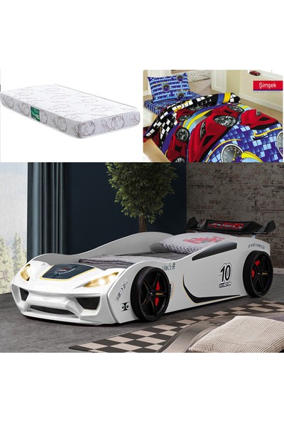 Setay Vento Rüzgarlıklı Arabalı Yatak, Beyaz + 1 Adet Comfort Yatak, Nevresim Takımı