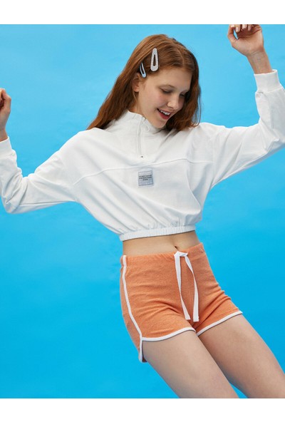 Koton Kadın Pamuklu Şerit Detaylı Havlu Şort
