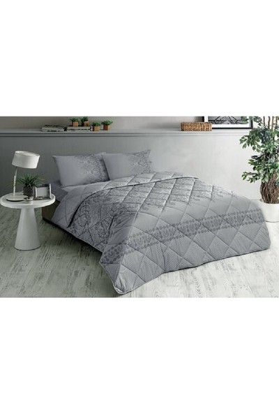 Taç - Janet Gri Çift Kişilik Yastık Hediyeli Yorgan Seti Taç - Janet Gri Çift Kişilik Yastık Hediyeli Yorgan Seti