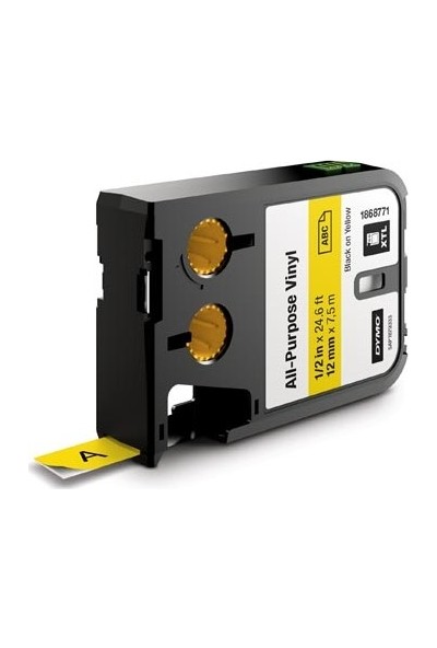 Dymo Xtl Çok Amaçlı Vinil 12 mm x 7 mt Sarı-Siyah