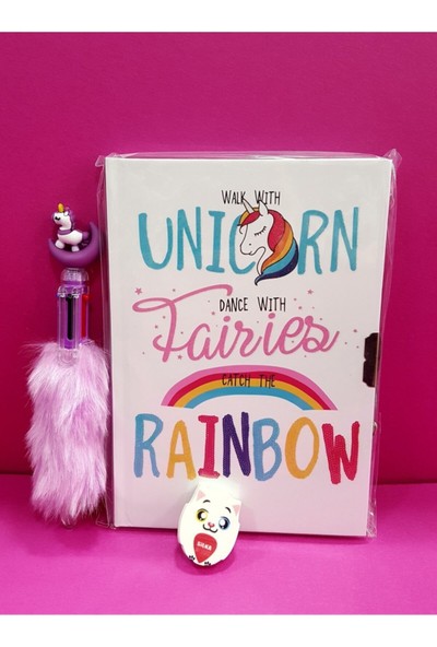 Çınar Dizayn Unicorn Kilitli Hatıra ve Günlük Defteri + Lisanslı Unicorn Tükenmez Kalem + Silgi Çınar Dizayn Unicorn Kilitli Hatıra ve Günlük Defteri + Lisanslı Unicorn Tükenmez Kalem + Silgi