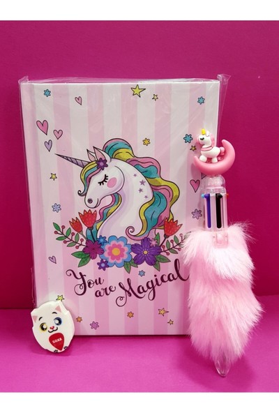 Çınar Dizayn Unicorn Kilitli Hatıra ve Günlük Defteri + Lisanslı Unicorn Tükenmez Kalem + Silgi Çınar Dizayn Unicorn Kilitli Hatıra ve Günlük Defteri + Lisanslı Unicorn Tükenmez Kalem + Silgi