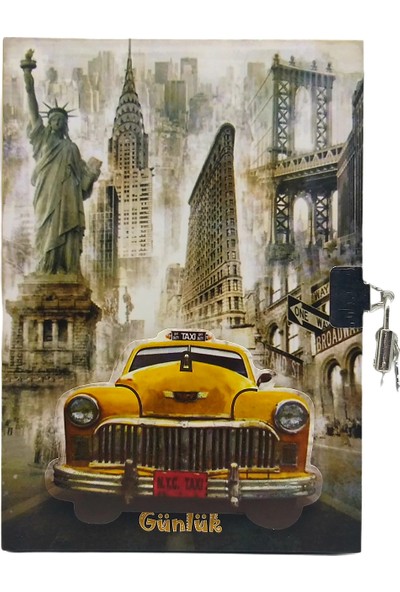 Seven Araba Desenli 3D Günlük Defteri Kilitli