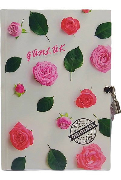 Seven Gül Desenli Günlük Defteri Kilitli-1