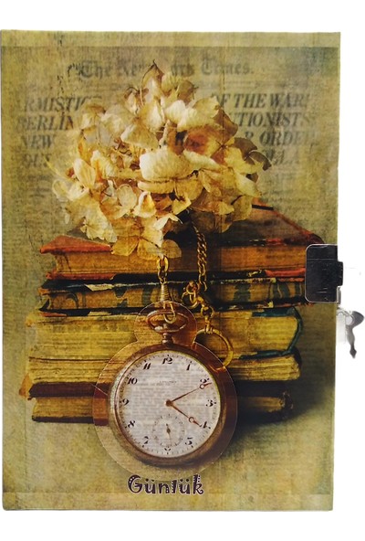 Seven Saat Desenli 3D Günlük Defteri Kilitli