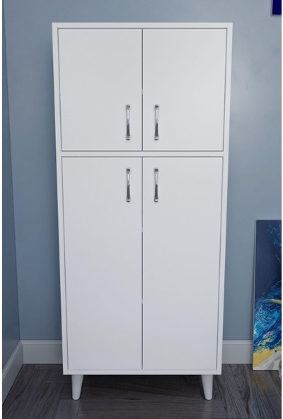 PlatinReyon 4 Kapaklı 5 Raflı Çok Amaçlı Mutfak Dolabı E3