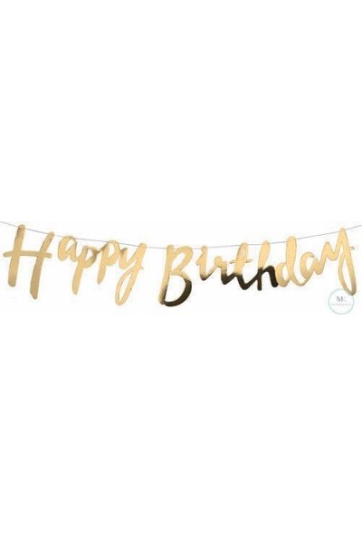 Renkli Parti Happy Birthday El Yazısı Banner Flama Gold Renkli Renkli Parti Happy Birthday El Yazısı Banner Flama Gold Renkli