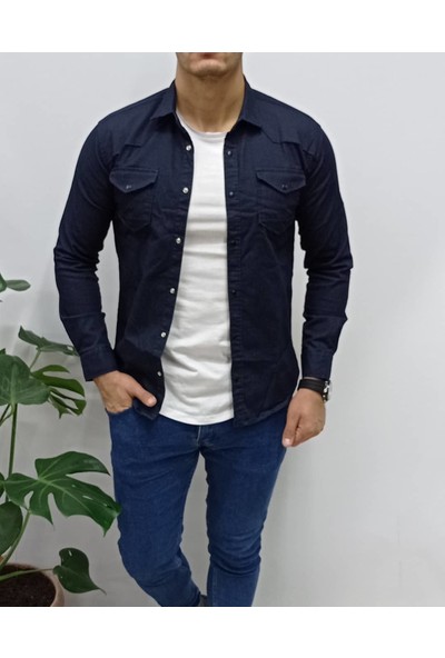 Yngmenclass Slim Fit Likralı Renkli Kot Gömlek