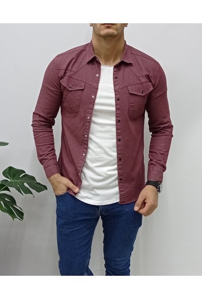 Yngmenclass Slim Fit Likralı Renkli Kot Gömlek