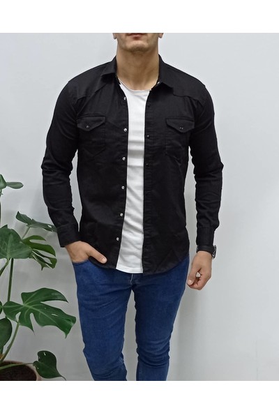 Yngmenclass Slim Fit Likralı Renkli Kot Gömlek
