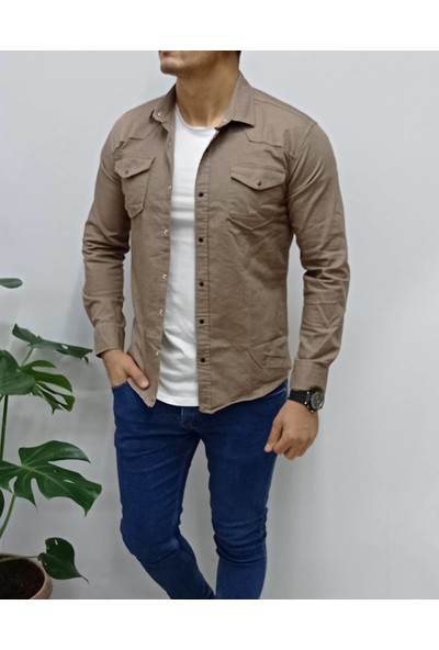 Yngmenclass Slim Fit Likralı Renkli Kot Gömlek