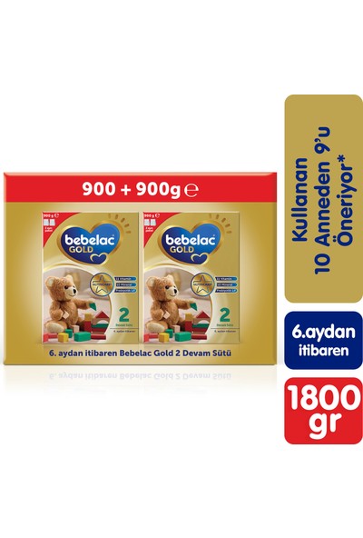 Bebelac Gold 2 Devam Sütü 1800 gr (900 gr + 900 gr) 6-12 Ay Bebelac Gold 2 Devam Sütü 1800 gr (900 gr + 900 gr) 6-12 Ay