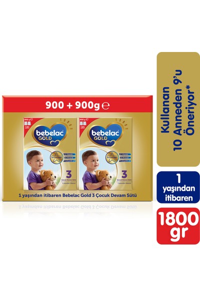 Bebelac Gold 3 Çocuk Devam Sütü 1800 gr (900 gr + 900 gr) 1 Yaşından İtibaren Bebelac Gold 3 Çocuk Devam Sütü 1800 gr (900 gr + 900 gr) 1 Yaşından İtibaren