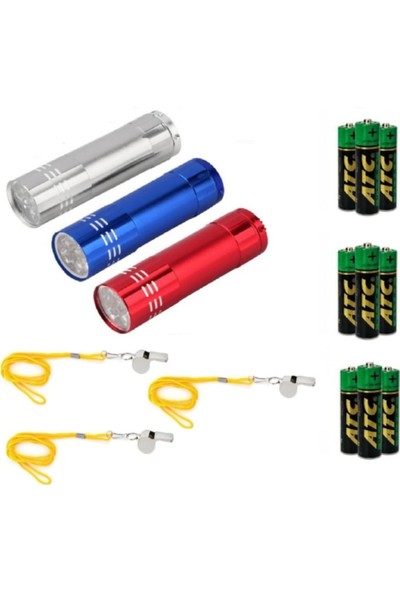 Parstek Deprem Çantası Seti 3 Metal Düdük + 3 El Feneri + 9 Pil Parstek Deprem Çantası Seti 3 Metal Düdük + 3 El Feneri + 9 Pil