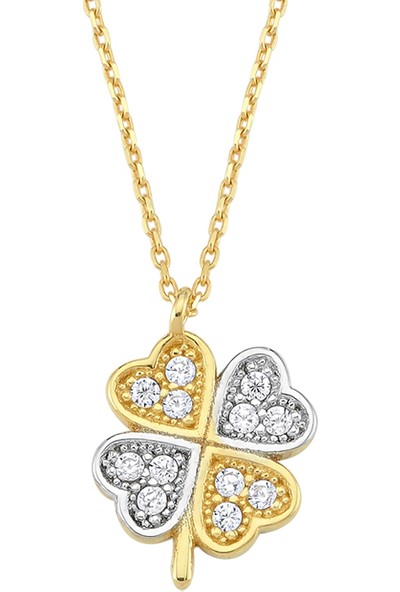 Altın Sepeti Altın Zarif Yonca Kalp Kolye