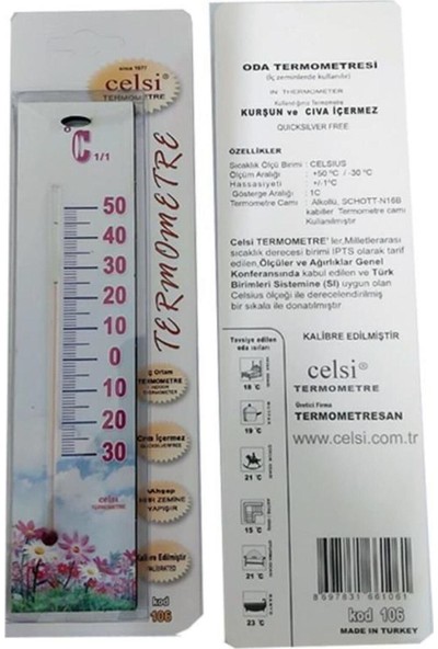 Celsi Ahşap Termometre