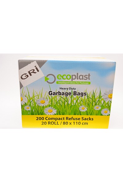 Ecoplast Jumbo 80 x 110 cm Gri Çöp Poşeti 200'lü