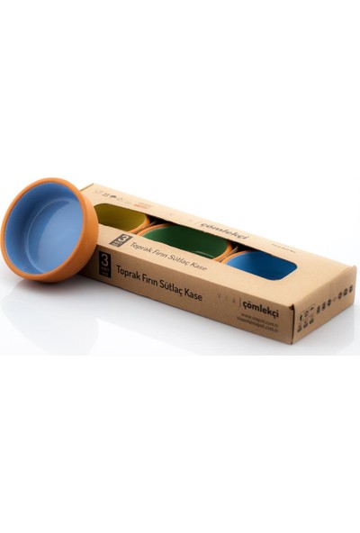 Viapot 3'lü Fırın Sütlaç Kase Renkli Kutulu