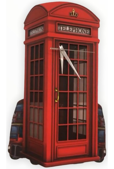 Netuhaf London Telefon Kulübesi Sarkaçlı Sallanan Duvar Saati Netuhaf London Telefon Kulübesi Sarkaçlı Sallanan Duvar Saati