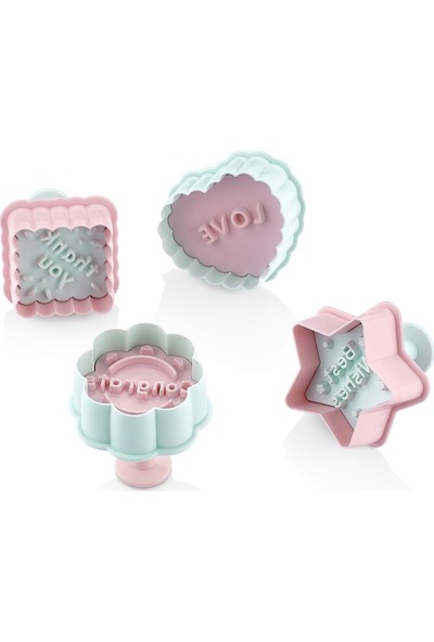 Bayev PD-3103 Yazı Figürlü Basmalı Kurabiye Kalıbı 4 Lü