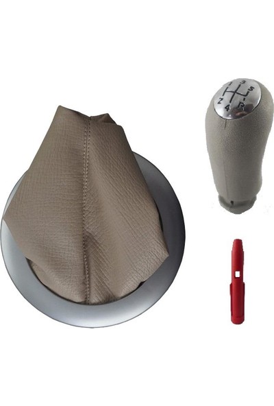 Moda Renault Megane 2 Bej Deri Vites Körüğü ve Bej Vites Topuzu Moda Renault Megane 2 Bej Deri Vites Körüğü ve Bej Vites Topuzu