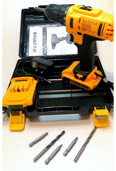 Maxstar 24V Şarjlı Matkap +5 Adet Uç + Çift Batarya