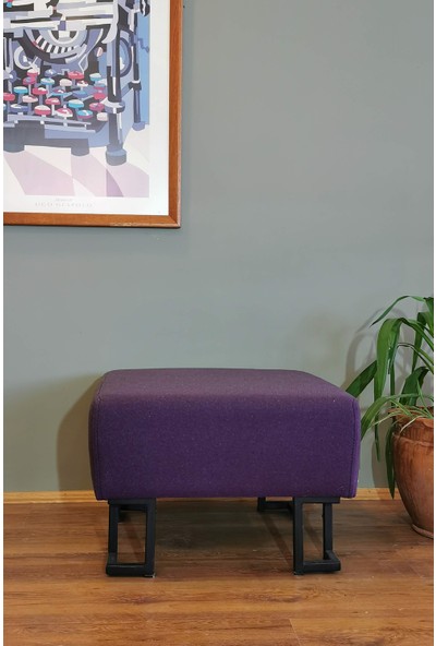 Kurgu Metal Ayaklı Kare Puf Mor