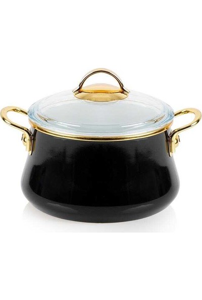 Acar Qualita Emaye 24 cm Yeni Form Tencere - Siyah Acar Qualita Emaye 24 cm Yeni Form Tencere - Siyah