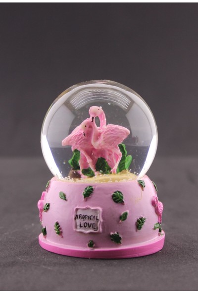 Hediye Filesi Dekoratif Mini Pembe Flamingo Kar Küresi Hediye Filesi Dekoratif Mini Pembe Flamingo Kar Küresi