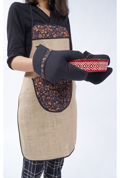 Homaks Jüt Mutfak Seti ( Mutfak Önlüğü + 2 Fırın Eldiveni )