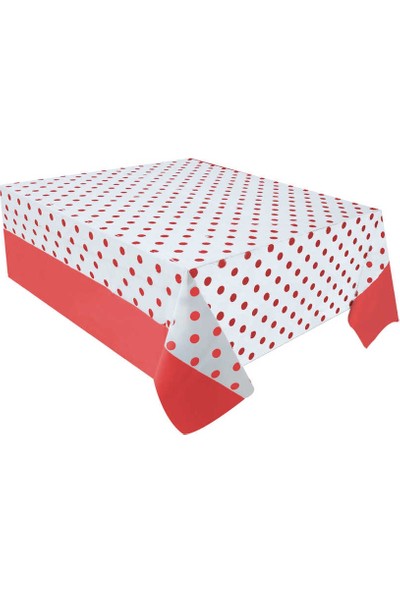 Hediye Hobi Her Şey Kırmızı Puantiyeli Plastik Masa Örtüsü 137X182 cm