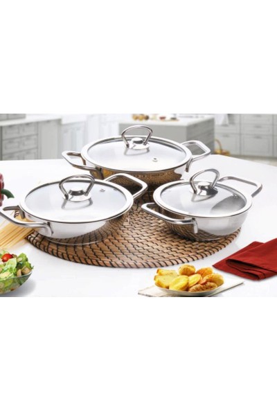 Falez Stil 6 Parça Çelik Sahan Seti Falez Stil 6 Parça Çelik Sahan Seti