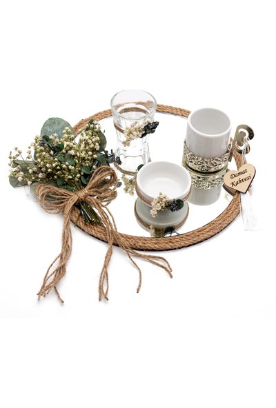 Lora Wedding Doğal Kurutulmuş Damat Kahvesi Tepsisi Takımı Lora Wedding Doğal Kurutulmuş Damat Kahvesi Tepsisi Takımı