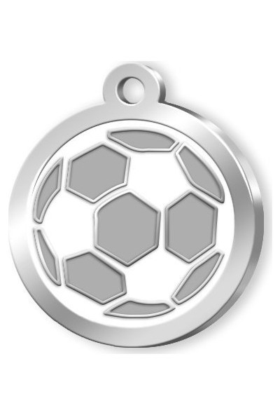 Pet Tag Art Mineli Seri Futbol Topu Desenli Künye Gri Beyaz