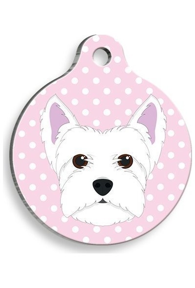 Pet Tag Art Pembe Puantiyeli Batı Highland Beyaz Terrier Yuvarlak Köpek Künyesi Medium: 3 Cm. Pet Tag Art Pembe Puantiyeli Batı Highland Beyaz Terrier Yuvarlak Köpek Künyesi Medium: 3 Cm.