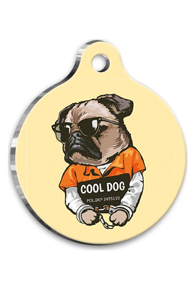 Pet Tag Art Illüstrasyon Pug Yuvarlak Köpek Künyesi Small 2,5 cm Pet Tag Art Illüstrasyon Pug Yuvarlak Köpek Künyesi Small 2,5 cm