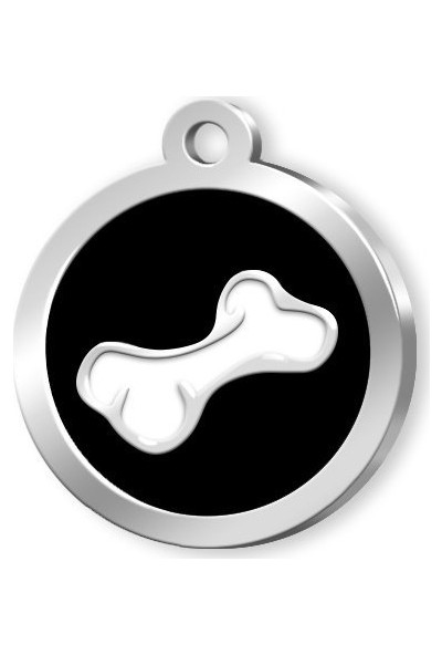 Pet Tag Art Mineli Seri Kemik Desenli Künye Siyah