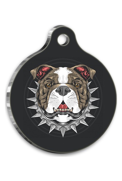 Pet Tag Art Illüstrasyon Pitbull Yuvarlak Köpek Künyesi Large 3,8 cm Pet Tag Art Illüstrasyon Pitbull Yuvarlak Köpek Künyesi Large 3,8 cm