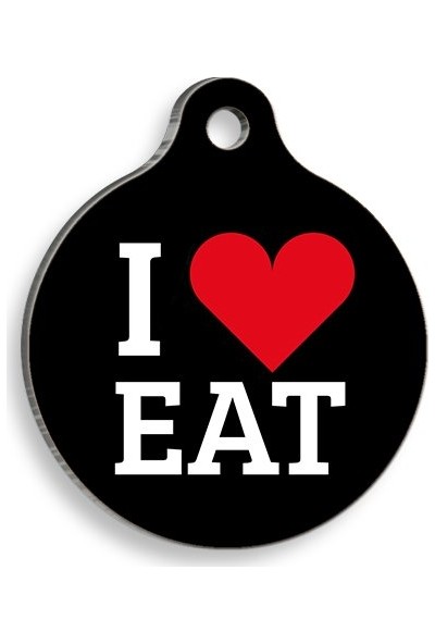 Pet Tag Art I Love Eat Yuvarlak Kedi ve Köpek Künyesi Large 3,8 cm
