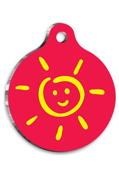 Pet Tag Art Gülen Güneş Kedi Köpek Künyesi Large 3,8 cm Pet Tag Art Gülen Güneş Kedi Köpek Künyesi Large 3,8 cm