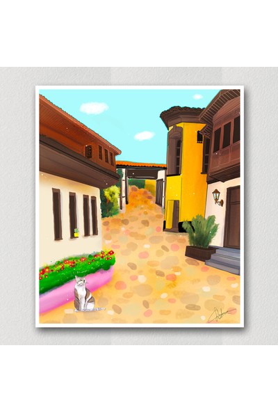 Fatofotofan Denizli Konakları Illüstrasyon Poster Çerçevesiz