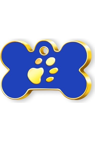 Pet Tag Art Kemik Şeklinde Altın Kaplama Büyük Köpek Künyesi (Lacivert)